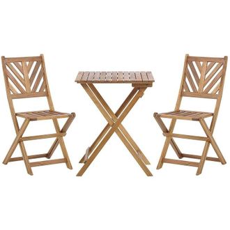 Beliani Set de Jardin ou Terrasse Bistrot en Bois dAcacia Fonc&eacute; Table et 2 Chaises Pliantes au Design Intemporel pour Tout Usage &agrave; lExt&eacute;rieur Beliani