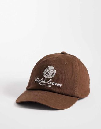 Polo Ralph Lauren Baseballkappe in Astbraun mit Markenlogo-Blau