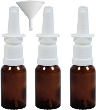 mikken Art 3 x Spr&uuml;hflasche 15ml Nasenspray Zerst&auml;uber aus Braunglas inkl. Trichter