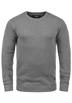 Solid SDKarl O-Neck Herren Strickpullover Feinstrick Pullover mit Rundhals-Ausschnitt Rippbündchen Baumwollmischung Regular fit, Größe:2XL, Farbe:Med Grey (