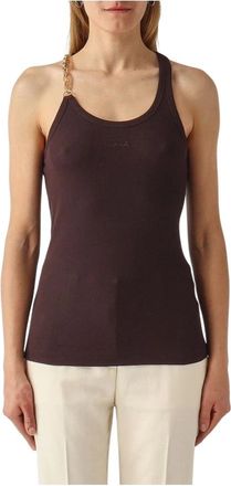 Pinko Pinko, Femme, Tops, Brun, Taille: 38 FR Charlene Ribbed Tank
