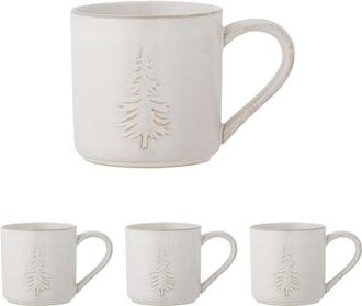 Bloomingville Winter Tasse, Natur, Steingut, T8,5xH8,5 cm, 300 ml (Packung mit 4)