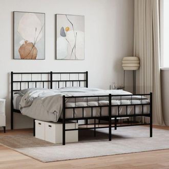 vidaXL Cadre de lit m&eacute;tal sans matelas avec pied de lit noir 120x190cm Vidaxl