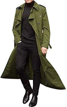 ORANDESIGNE Homme Manteau Long Trench-Coat Mince à Manches Longues Double Boutonnage Pardessus Col Revers Classique Manteaux Coupe Vent Blouson Parka Outwear Mode