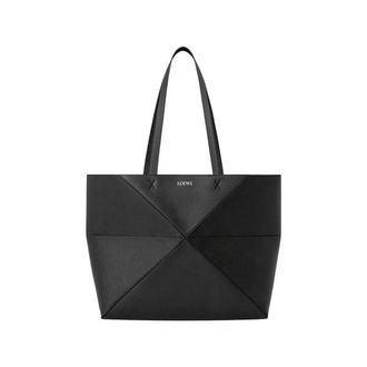 Loewe Puzzle Fold tote horizontal moyen en cuir de veau grain&eacute; souple