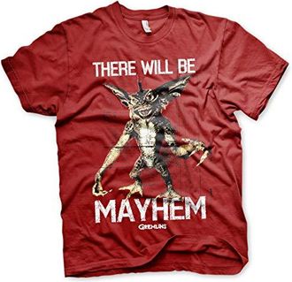 Gremlins Officiellement sous Licence There Will Be Mayhem Hommes T-Shirt (TangoRouge), X-Large