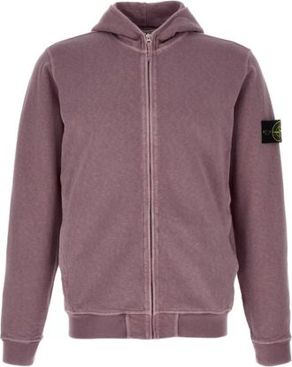 Stone Island Homme, Sweatshirts et sweats &agrave; capuche, Violet, Taille: M Sweat &agrave; Capuche Zipp&eacute; avec Logo