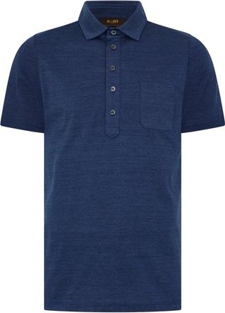 Moorer Homme, Tops, Bleu, Taille: 5XL Polo bleu marine en coton, &eacute;l&eacute;gant et polyvalent