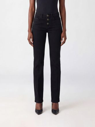 Liu Jo Jean flare taille moyenne en denim de coton avec logo m&eacute;tallique