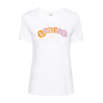 Paul Smith Femme, Tops, Blanc, Taille: 42 FR T-shirt ras du cou &agrave; imprim&eacute; graphique