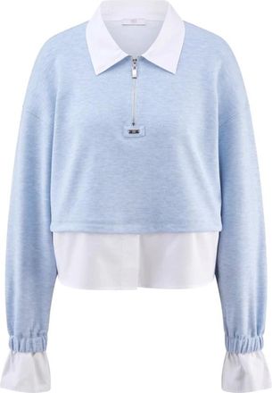 Riani Femme, Tops, Bleu, Taille: 42 FR Polo de style chemise avec une structure l&eacute;g&egrave;rement chin&eacute;e
