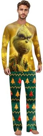 Generic Le Grinch Pyjama Noel Famille De Grinch Deguisement Adulte Homme Ensembles Ensemble Couple Noël Costume Assorti Garcon Coton Vetement Femme Pull Hiver