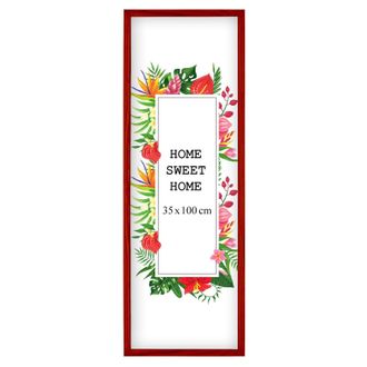 MG Design Rot Bilderrahmen 35 x 100 cm - Aus echtem Holz mit Acrylglas, zum Aufhängen & Aufstellen, für Fotos, Poster & Puzzle