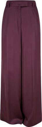 Dries Van Noten Femme, Pantalons, Violet, Taille: 46 FR Pantalon en Satin Viscose