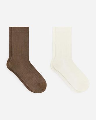 Arket Gerippte Socken Aus Seidenmischung -Braun