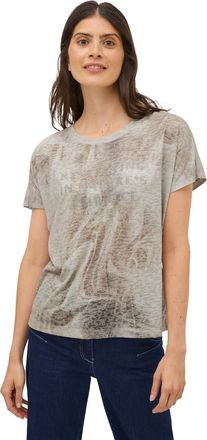 Cecil Damen 3227496 Ausbrenner Wording Shirt, Natural Taupe, X-Small