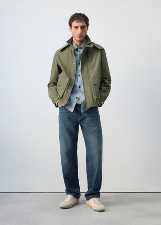Mango Blouson r&eacute;sistant &agrave; leau capuche amovible vert - Homme - XXL - MANGO MAN