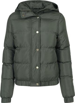 Urban Classics Damen Winterjacke Ladies Hooded Puffer Jacket, gef&uuml;tterte Jacke f&uuml;r Herbst und Winter mit Kapuze, Daunenjacke - Farbe darkolive, Gr&ouml;&szlig;e XL
