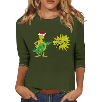 Generic Le Grinch Tshirt Noel Femme Chaud T-Shirts Pyjama Femmes Noël Col V Polaire Vêtements Adulte Pulls Vetement Sweat Hiver Moche Drole Sweatshirts Pull 2