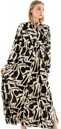 Only Onlhelena Life L/S Maxi Dress Ptm Robe, Noir/AOP : City Graphic, M Femme