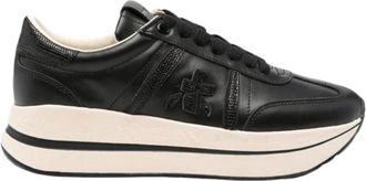 Premiata Femme, Chaussures, Noir, Taille: 41 EU Baskets en cuir Bethcoin Platform