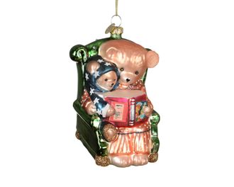 Kaemingk Christbaumschmuck Glas 11,5cm - Teddys im Sessel Figur zum Aufh&auml;ngen - mundgeblasen - Weihnachtsbaum Anh&auml;nger f&uuml;r Weihnachten - Christbaumanh&auml;nger & W