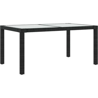 vidaXL Gartentisch 150x90x75 cm Geh&auml;rtetes Glas Poly Rattan Schwarz Vidaxl