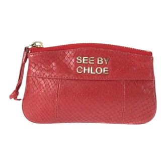 Chlo&eacute; Pre-owned &Eacute;tui &agrave; monnaie en cuir Rouge Dor&eacute; - Femme - Pre-owned - Rouge - Taille: ONE Size