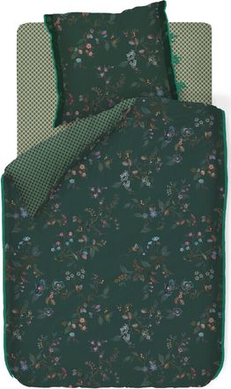 Pip Studio PIP Studio Studio Perkal-Bettw&auml;sche Kawai Flower dunkelgr&uuml;n - 155 x 220, 155x220 cm (80x80 cm)
