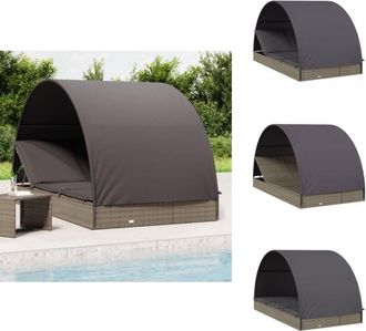 vidaXL Vidaxl - Transat 2 places avec toit rond gris 211x112x140 cm - Transat - Salon De Jardin - Mobilier De Jardin - Chaises Longues - Bain De Soleil