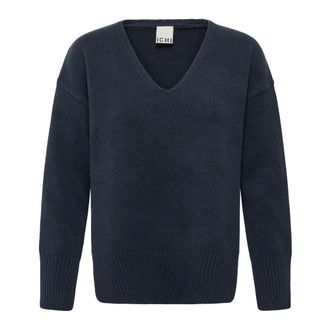 Ichi Ichi - Pull col en V - Femme - Pulls - Bleu - Taille: 38 FR