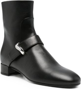 Emporio Armani Leather Block Heel Boot - Black