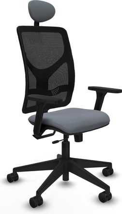 Piqueras y Crespo Sicherheitsstuhl mit 3D-Armen, h&ouml;henverstellbarer Lendenwirbelst&uuml;tze und festem Kopfteil, ausgestattet mit Syncro/Traslack und Schneideschaum. Schwarz