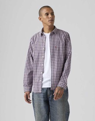 Levi's Sunset - Chemise classique &agrave; poche unique - Taupe-multicolore