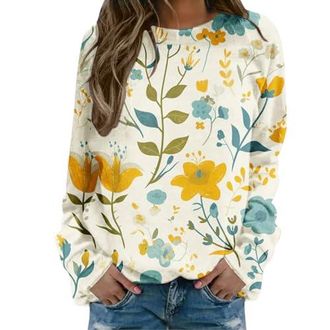 Generic Sweat-shirt graphique &agrave; col rond pour femme - D&eacute;contract&eacute; &agrave; manches longues - Pull &agrave; manches longues - Dor&eacute;