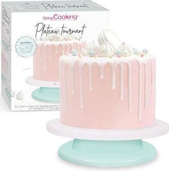 ScrapCooking Drehbare Tortenplatte Mit Fuß - Ø 28 cm Cake Stand, 360° Drehteller Torte für die Dekoration von Kuchen, Torten, Cake Design - Kuchenplatte Drehbar - 
