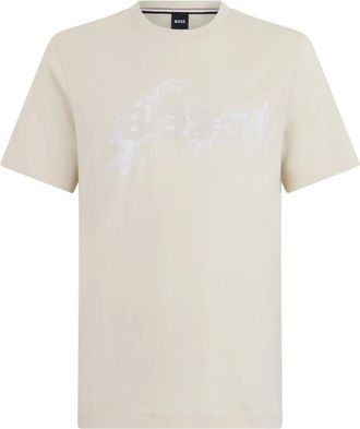 HUGO BOSS Homme, Tops, Beige, Taille: L T-shirt en coton &agrave; manches courtes