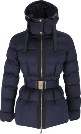 Elisabetta Franchi Doudoune avec ceinture bijou - Femme - Vestes - Bleu - Taille: 42 FR