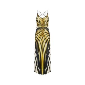 Roberto Cavalli Goldenes Print Seidenkleid Made in Italy - - Dresses - Damen - Mehrfarbig - XL