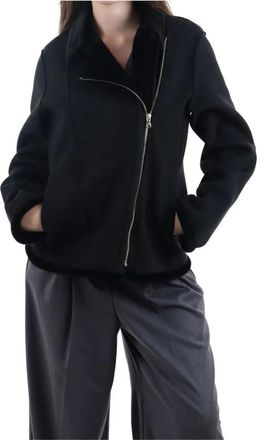 Marella Femme, Sweatshirts et sweats à capuche, Noir, Taille: 38 FR Veste dHiver Noire avec Fourrure