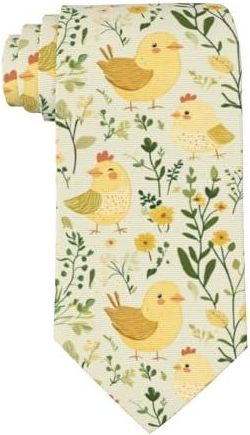 Generic Poules Jaunes Et Fleurs Cravates Décontractée Cravate Élégante Cravate Homme Pour Travail Accessoires Scolaires