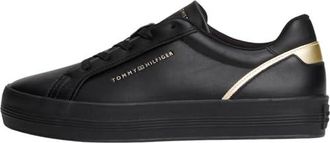 Tommy Hilfiger Baskets Vulcanisées Femme Foxing en Cuir, Noir (Black), 37