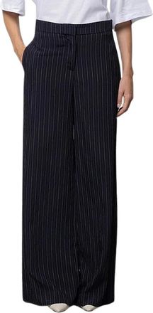 Kaos Kaos, Femme, Pantalons, Bleu, Taille: 38 FR Wide Pinstripe Pantalons