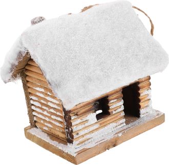 DOITOOL LED Beleuchtete Holzhaus Dekoration mit Schneeeffekt Rustikale Miniatur Winter-Ornamente f&uuml;r Weihnachtsbaum Tisch Kamin und Regal Vielseitiger Indoor-