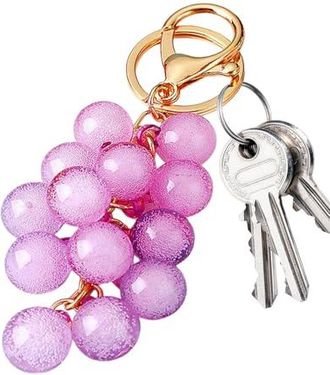 Generic Porte-cl&eacute;s raisin pour sac &agrave; main - Pendentif fruit 3D, accessoire de sac mignon, pendentif &eacute;l&eacute;gant | Porte-cl&eacute;s &eacute;l&eacute;gant en perles pour adolescents, f