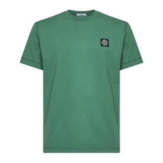 Stone Island Homme, Tops, Vert, Taille: XL T-shirt slim avec &eacute;cusson Compass
