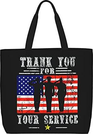 Generic Sac Fourre-Tout Merci Pour Votre Service, Journ&eacute;e Patriotique Des Anciens Combattants Sac Tissu De Grande Capacit&eacute; Avec Poign&eacute;es Sacs En Toile Pour Fe