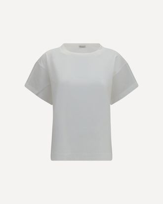 Brunello Cucinelli Cotton T-shirt with sheer sleeves and side panels Female S