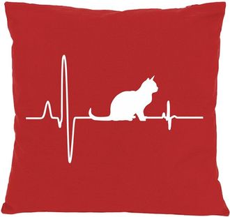 Spass Kostet Kissenbezug Kissenh&uuml;lle Dekokissen H&uuml;lle Katzen Motiv Herzschlag 40 x 40 cm
