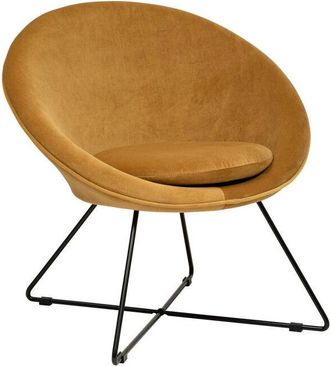 Atmosphera Atmosphera - Fauteuil Design en Velours Gold Evan 76cm Ocre